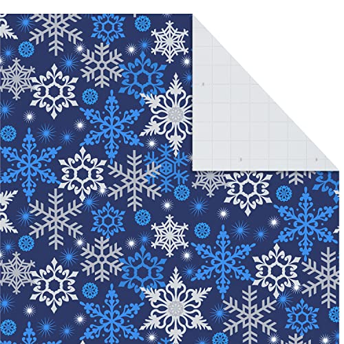Hallmark Flat Christmas Wrapping Paper Sheets with Cutlines on Reverse and Gift Tag Seals (12 Folded Sheets, 16 Stickers) Blue and Silver Snowflakes, Deer Forest Scene, Blue Tartan Plaid