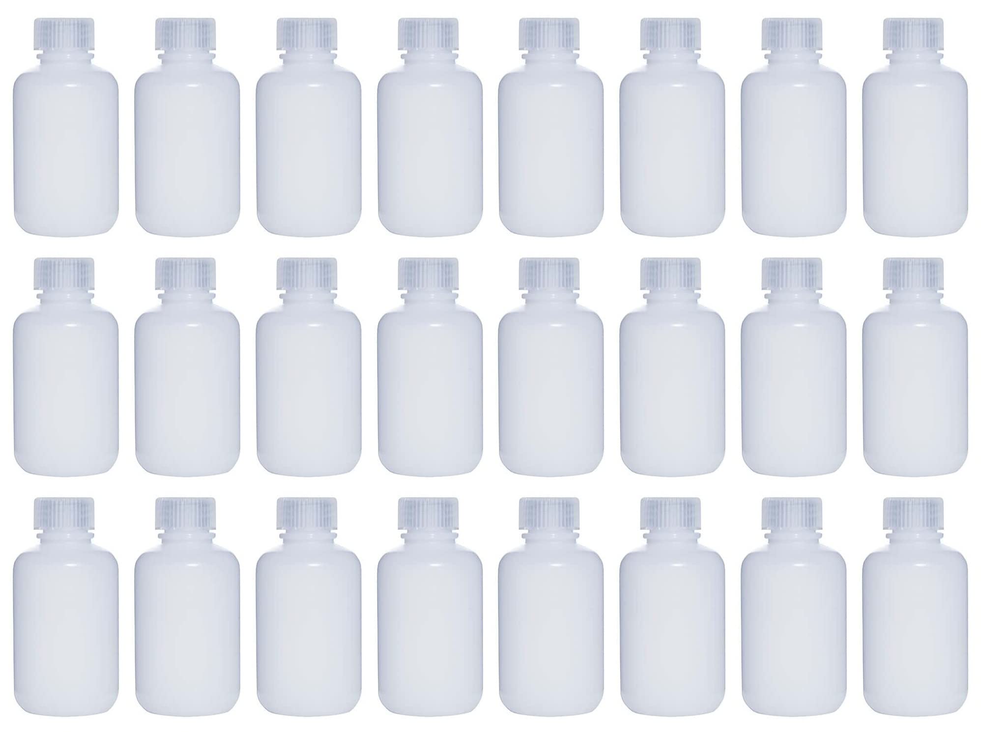 LUERFLEX 125ML 4OZ Nature Narrow Mouth HDPE Plastic Reagent Bottles with Caps Pack of 24
