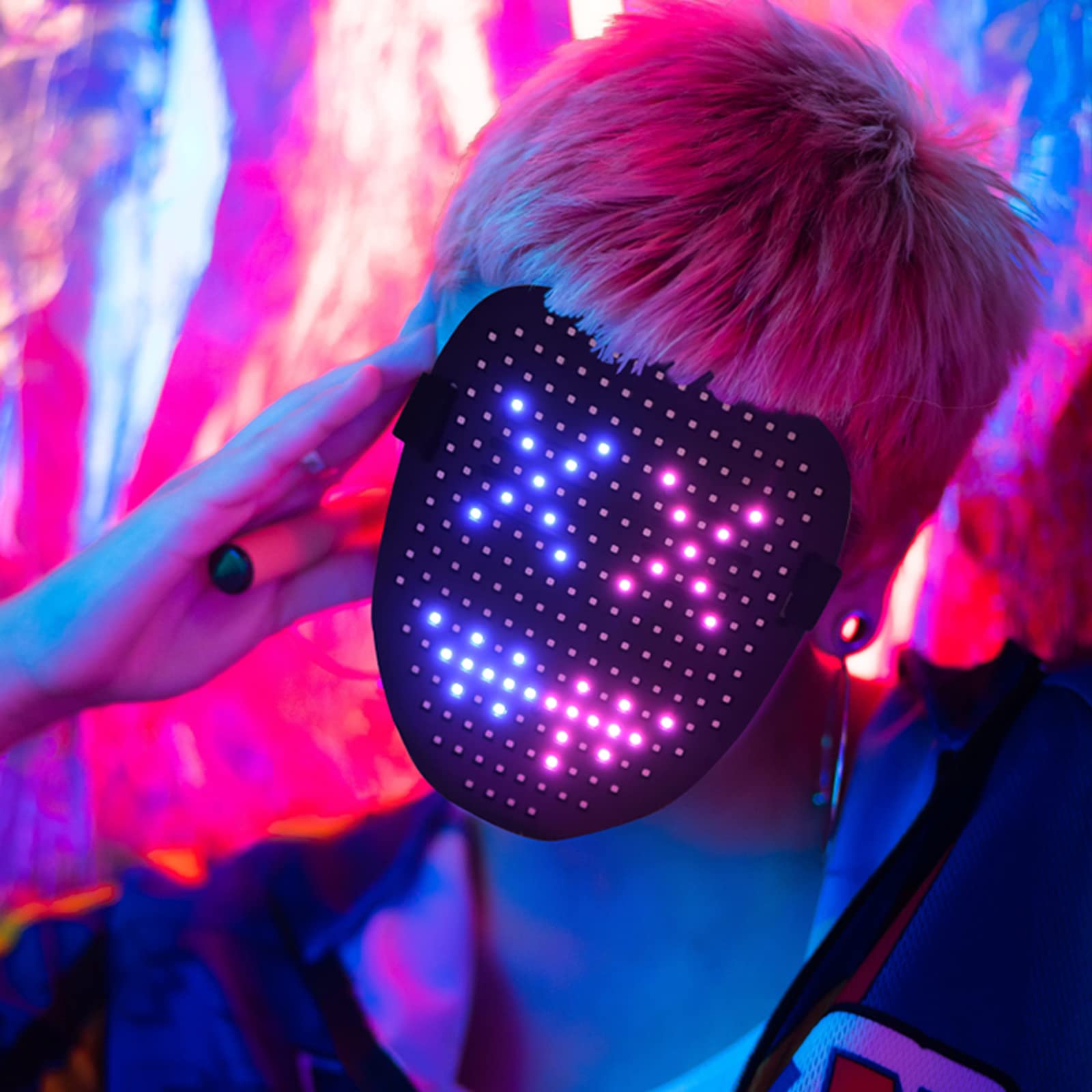 brookhaus Led Mask for Adult, Luminous Mask with 50 Patterns Dispaly, Led Face Mask for Masquerade DJ Cousume Party Halloween