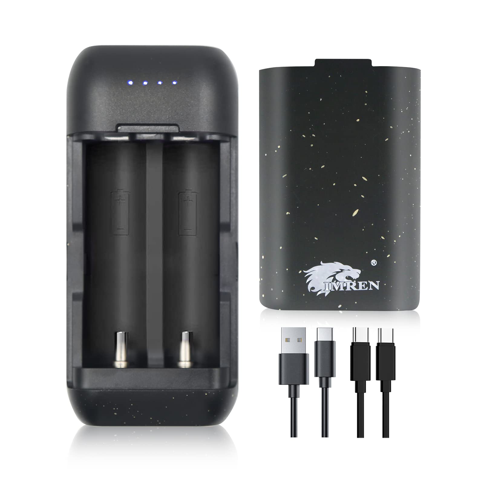 Portable 18650 Battery Charger, 3.7v Rechargeable Batteries Charger with USB C Input for 3.7V Rechargeable Lithium Li ion Batteries with Protective Cover, Independent Slot