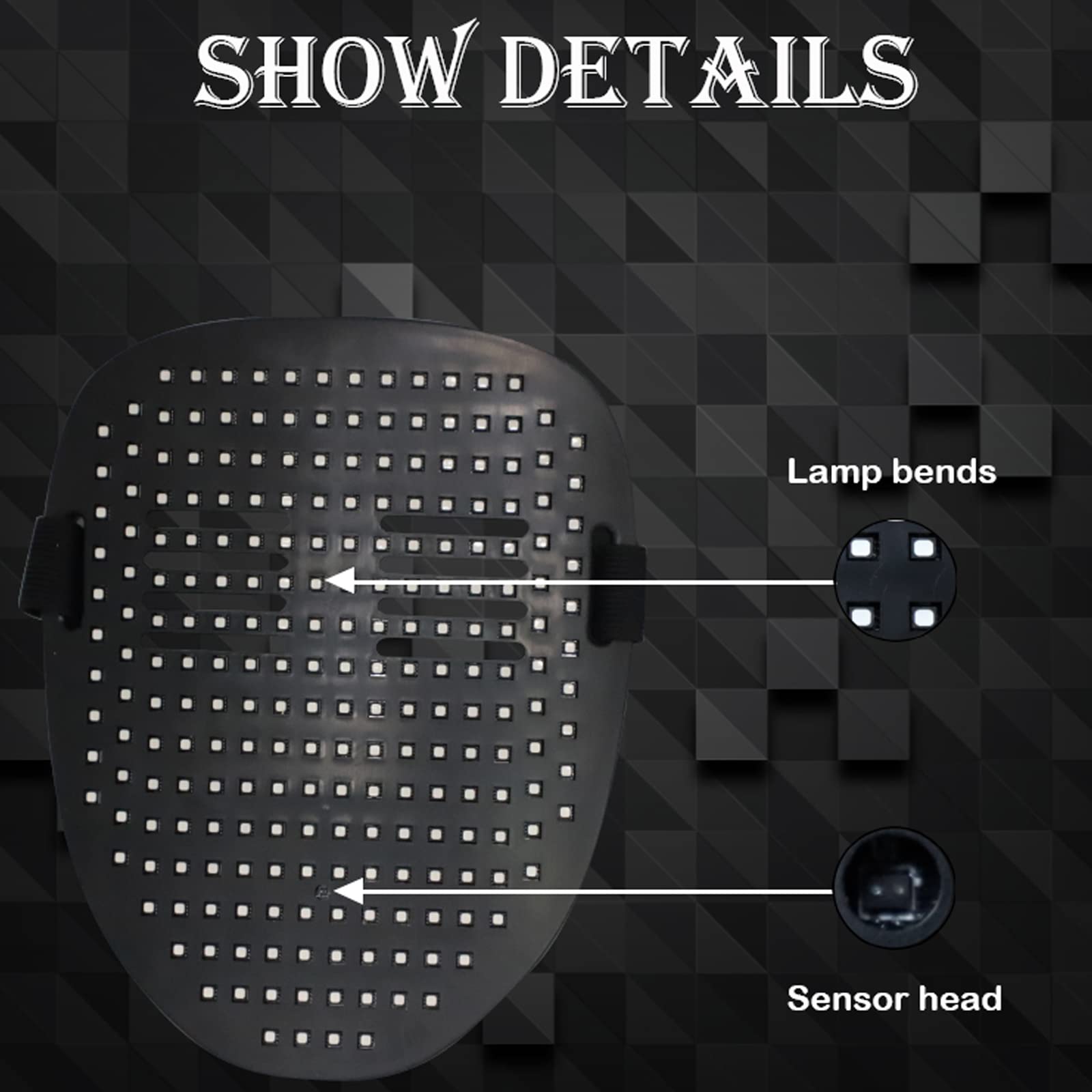 brookhaus Led Mask for Adult, Luminous Mask with 50 Patterns Dispaly, Led Face Mask for Masquerade DJ Cousume Party Halloween