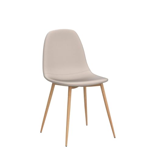 CangLong Dining Chairs Set of 2 with Upholstered Cushion Seat Back & Metal Legs, Morden Armless Accent Chairs for Kitchen, Living Room, Light Grey