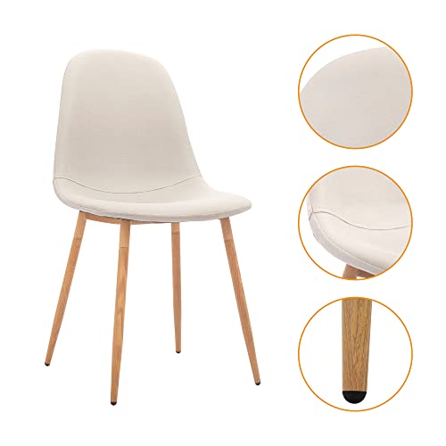 CangLong Dining Chairs Set of 2 with Upholstered Cushion Seat Back & Metal Legs, Morden Armless Accent Chairs for Kitchen, Living Room, Light Grey