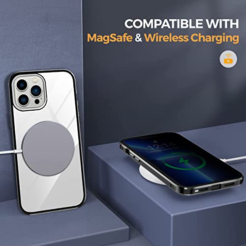 [2023 New Safety Lock+Camera Protector] Magnetic Case for iPhone 14 Pro Max,[100% Screen Sensitivity ][Anti-Peeping Screen Protector] Double Sided 9H Glass Privacy Case for iPhone 14 Pro Max,Black