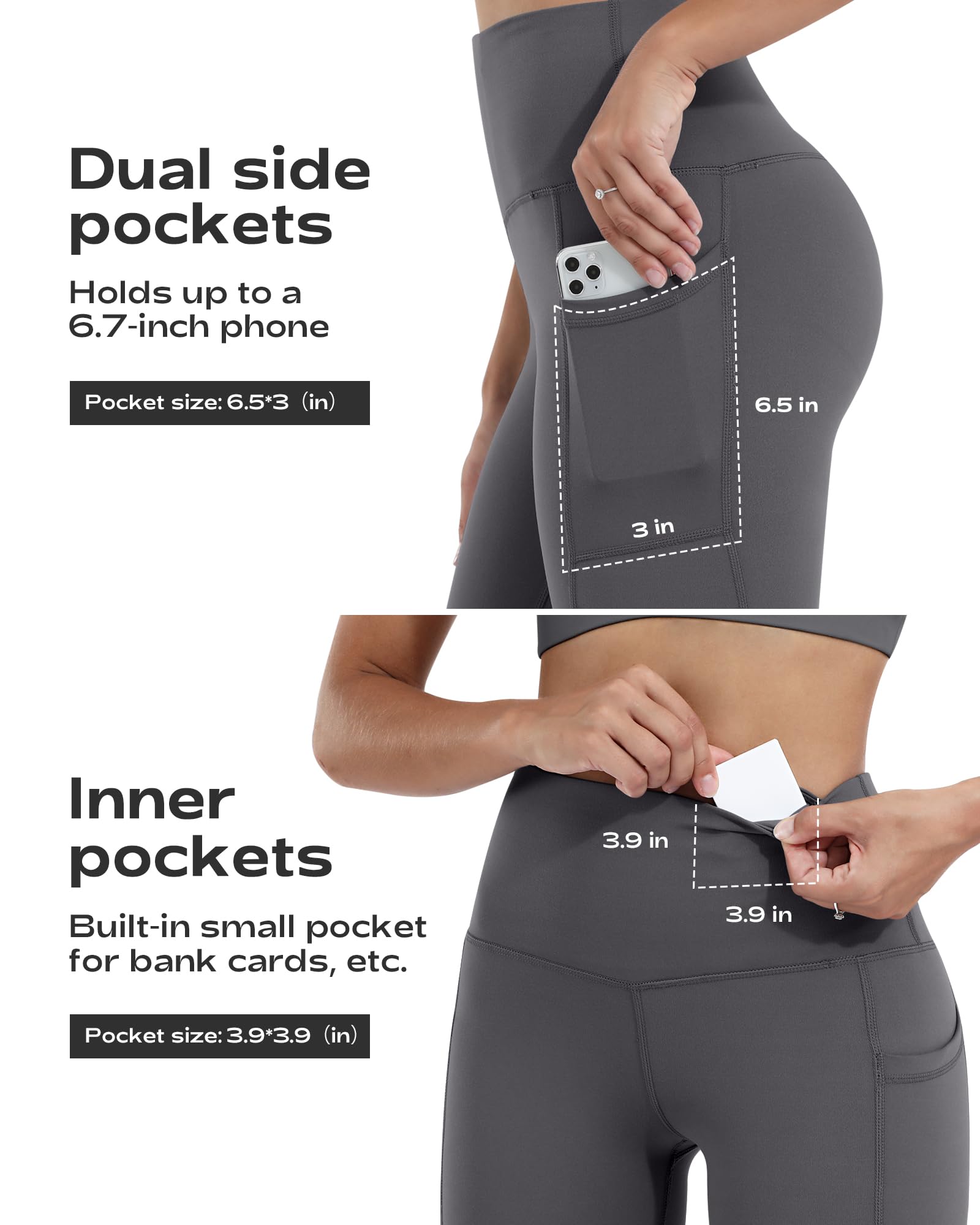 CHRLEISURE Leggings with Pockets for Women, High Waisted Tummy Control Workout Yoga Pants(5 Packs Black,Gray,Navy,Wine,JLGreen, 3XL)