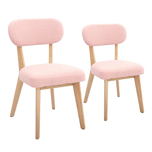 CangLong Mid Century Modern Velvet upholstered Dining Chairs with Wood legsWood, Dining Chairs, Set of 2, Pink