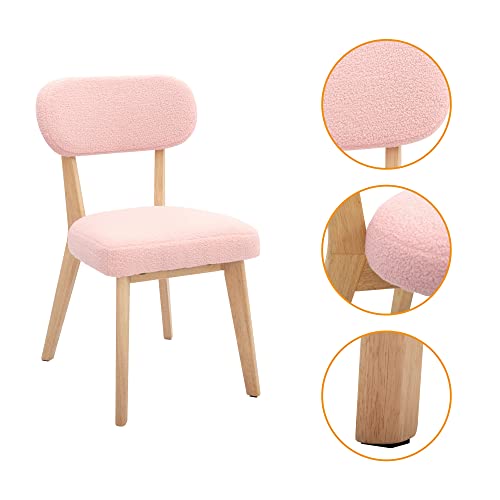 CangLong Mid Century Modern Velvet upholstered Dining Chairs with Wood legsWood, Dining Chairs, Set of 2, Pink