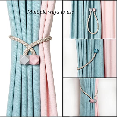Anller 2 Pieces Magnetic Curtain Tiebacks, 16 Inch Decorative Curtain Holdbacks, Drapery Tiebacks for Window Décor, Purple & Blue