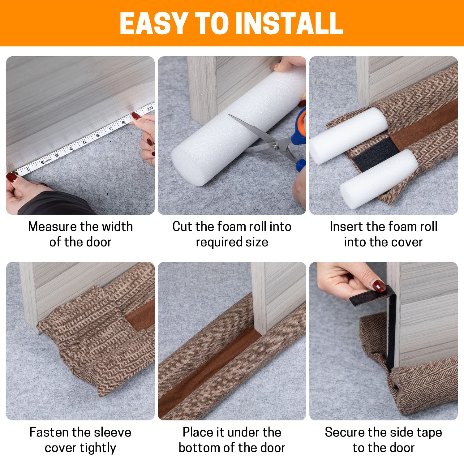 VISEMAN Under Door Stopper, Door Noise Blocker, Adjustable Door Sweeps Window Blocker, Door Bottom Weather Stripping, 20 to 36" Clear Self Stick Door Bottom