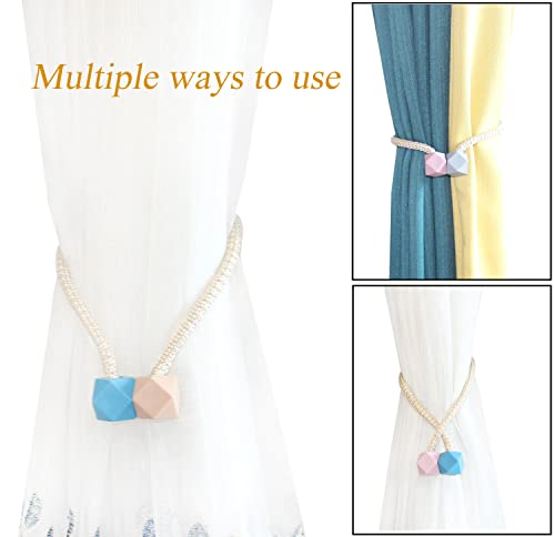 Anller 2 Pieces Magnetic Curtain Tiebacks, 16 Inch Decorative Curtain Holdbacks, Drapery Tiebacks for Window Décor, Purple & Blue