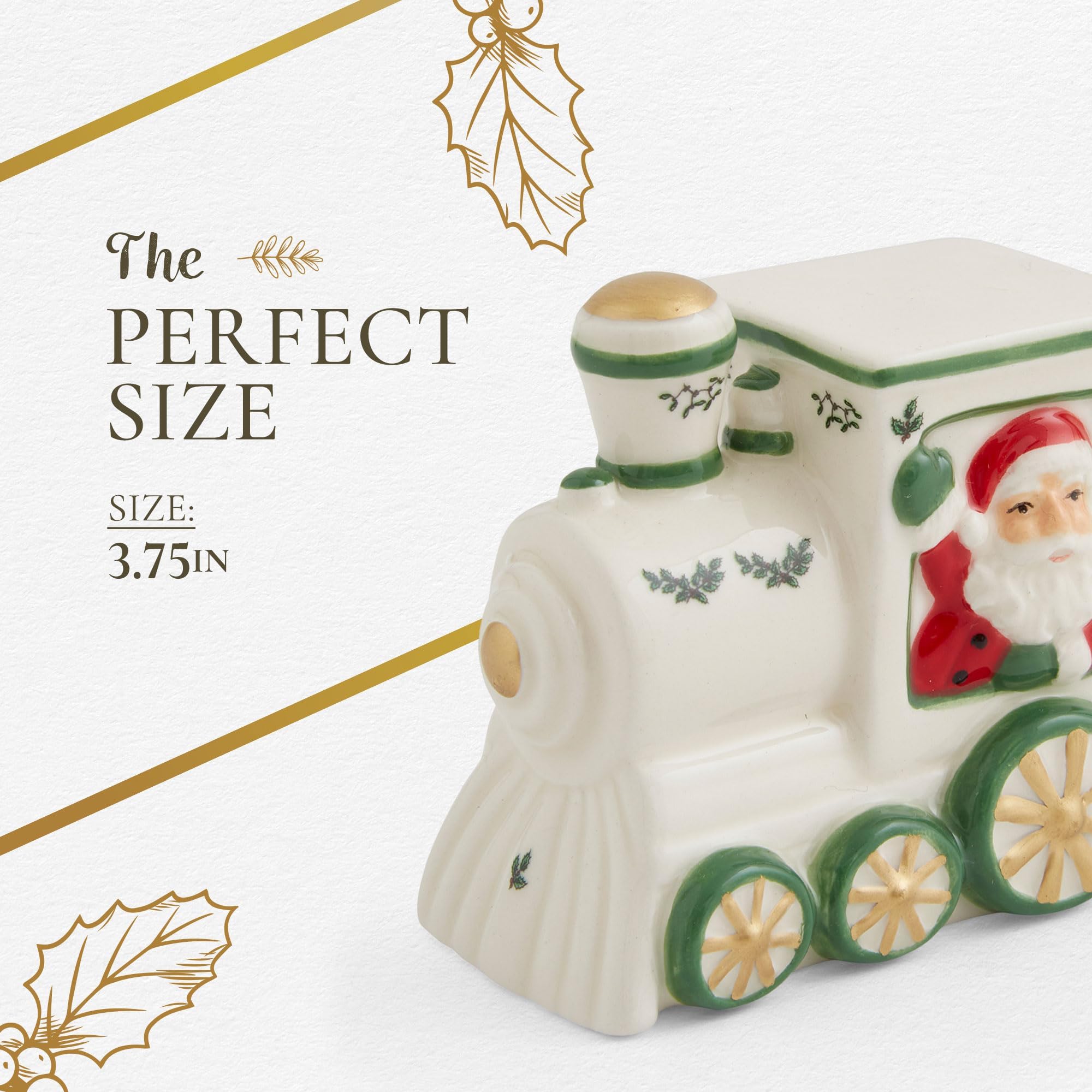 Spode Christmas Tree Miniature Christmas Village Figural Decoration, Snowy Christmas Village Set, Ceramic Holiday Decor - Festive Holiday Decorations for Indoor Display (Train)