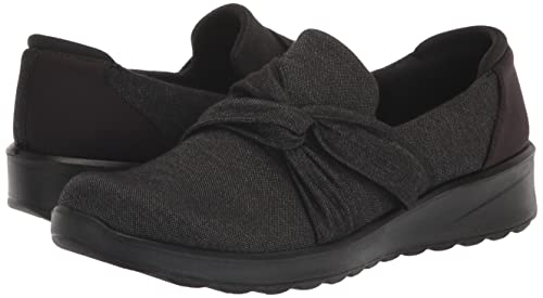 BZees Womens Glimmer Slip-On Black Shimmer 8 M