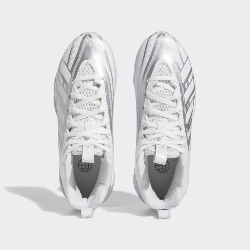 adidas Freak Spark 23 Molded Football Shoe, White/White/Silver Metallic, 2.5 US Unisex Little Kid