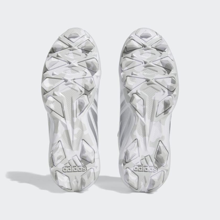 adidas Freak Spark 23 Molded Football Shoe, White/White/Silver Metallic, 2.5 US Unisex Little Kid