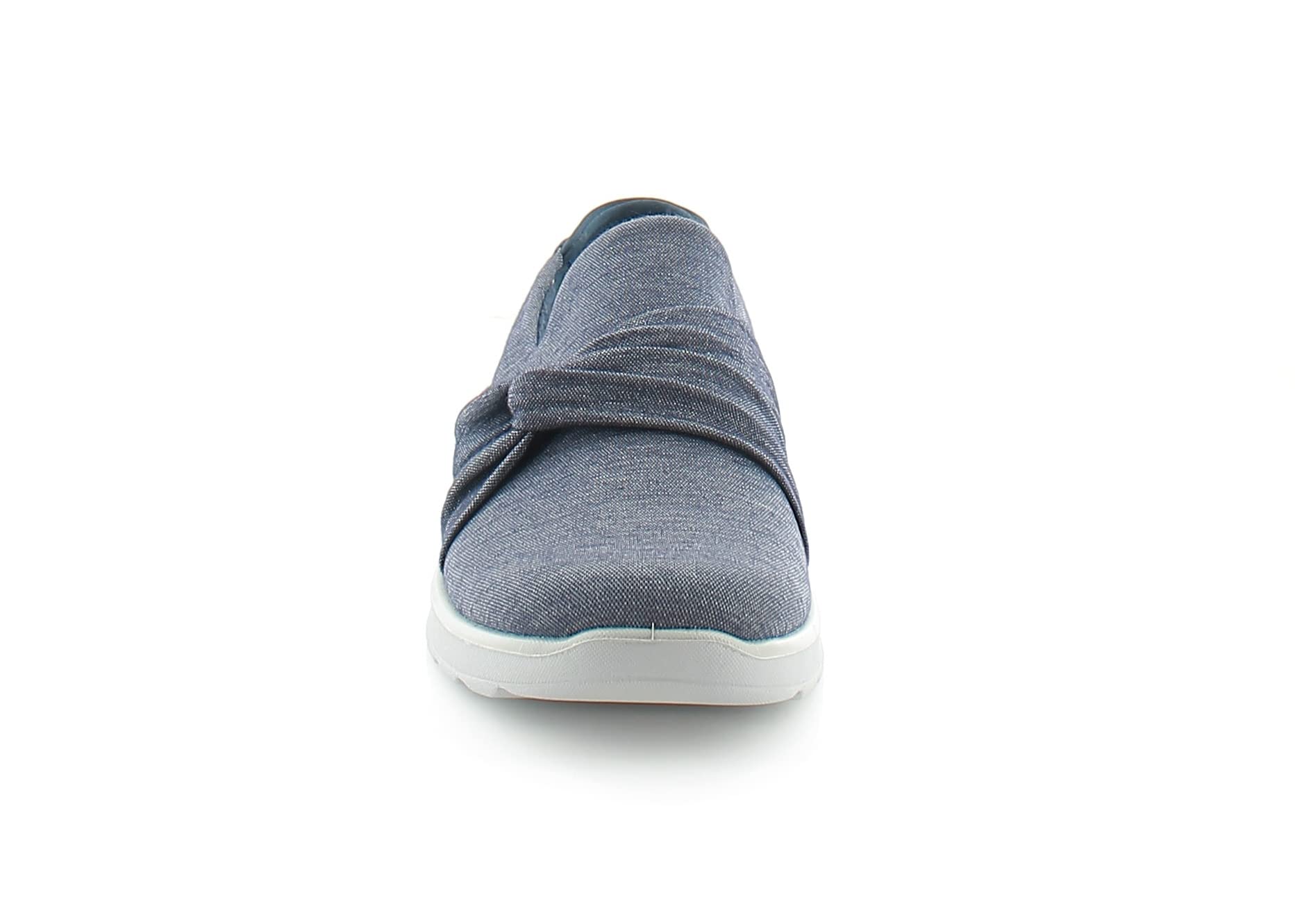 BZees Women's Glimmer Slip-Ons Loafer, Navy Blue Shimmer, 6 Wide