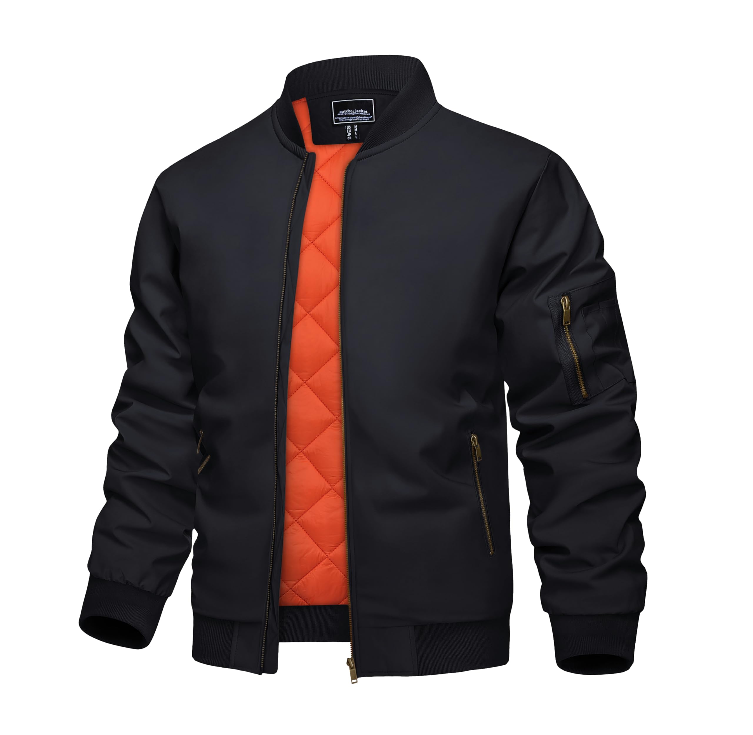 KEFITEVD Bomber Jacket Men Quilted Jackets Winter Active Coat Fleece Military Outerwear Varsity Bomber Jacket for Men