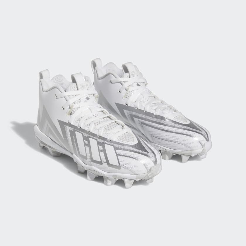 adidas Freak Spark 23 Molded Football Shoe, White/White/Silver Metallic, 2.5 US Unisex Little Kid
