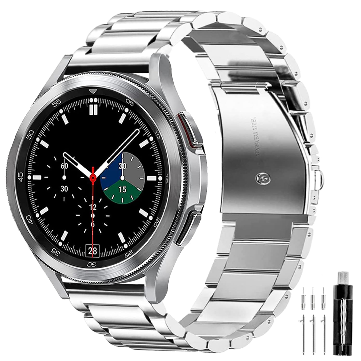 Compatible with Samsung Galaxy Watch 7 6 5 4 FE Band Pro Classic Active 2 40mm 44mm 43mm 47mm 45mm 42mm 46mm 20mm Galaxy Watch 3 Band 41mm Men Women Metal Elegant Casual Business Stainless Steel