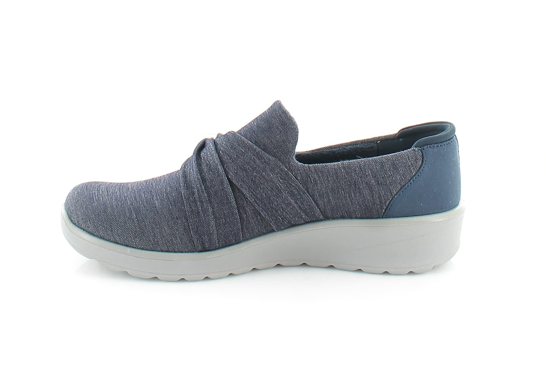 BZees Women's Glimmer Slip-Ons Loafer, Navy Blue Shimmer, 6 Wide