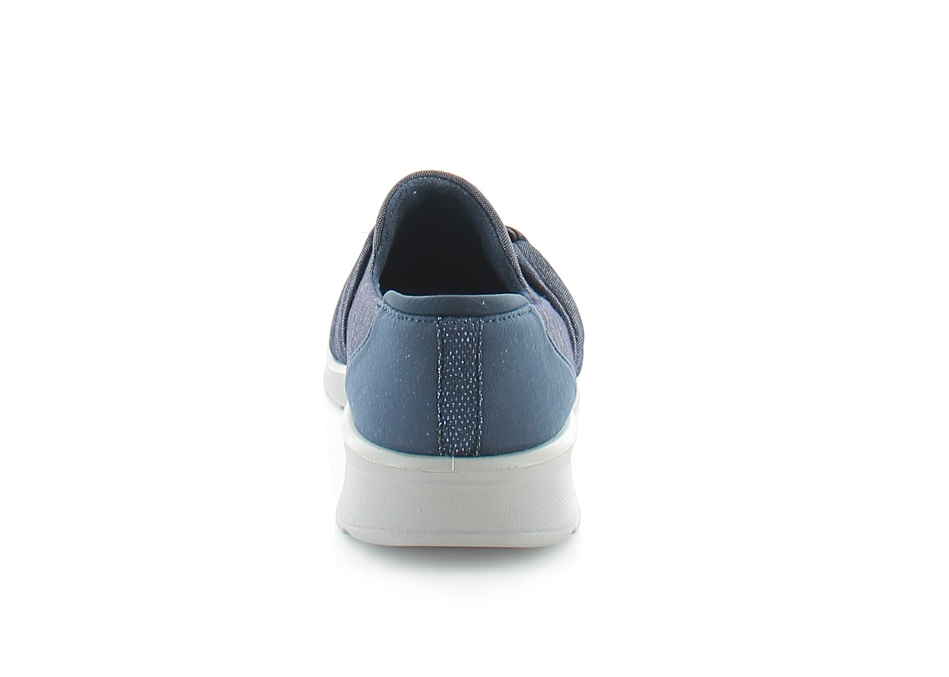BZees Women's Glimmer Slip-Ons Loafer, Navy Blue Shimmer, 6 Wide