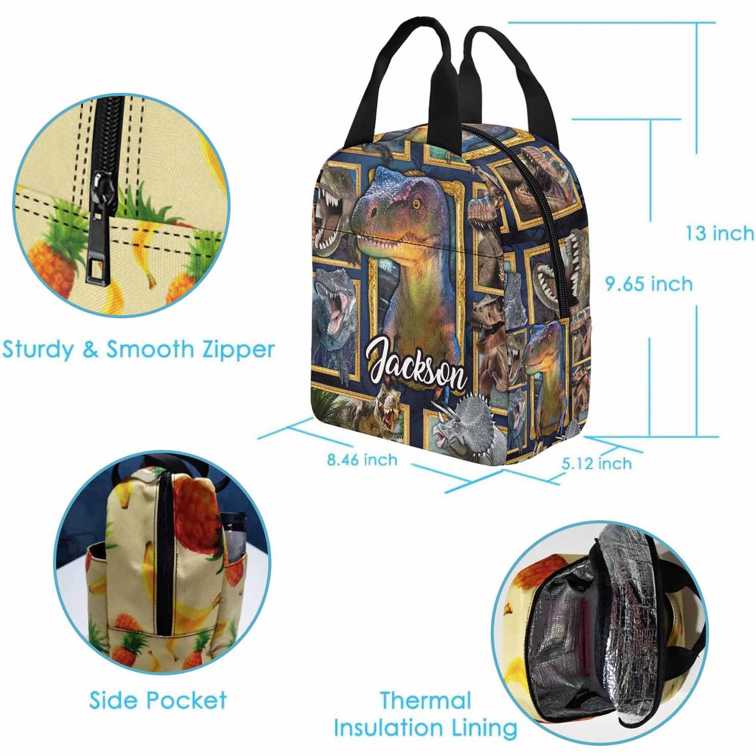 MyPhotoPrint Customized Bag Dinosaur Waterproof Bookbag Shoulder Backpack Travel Size