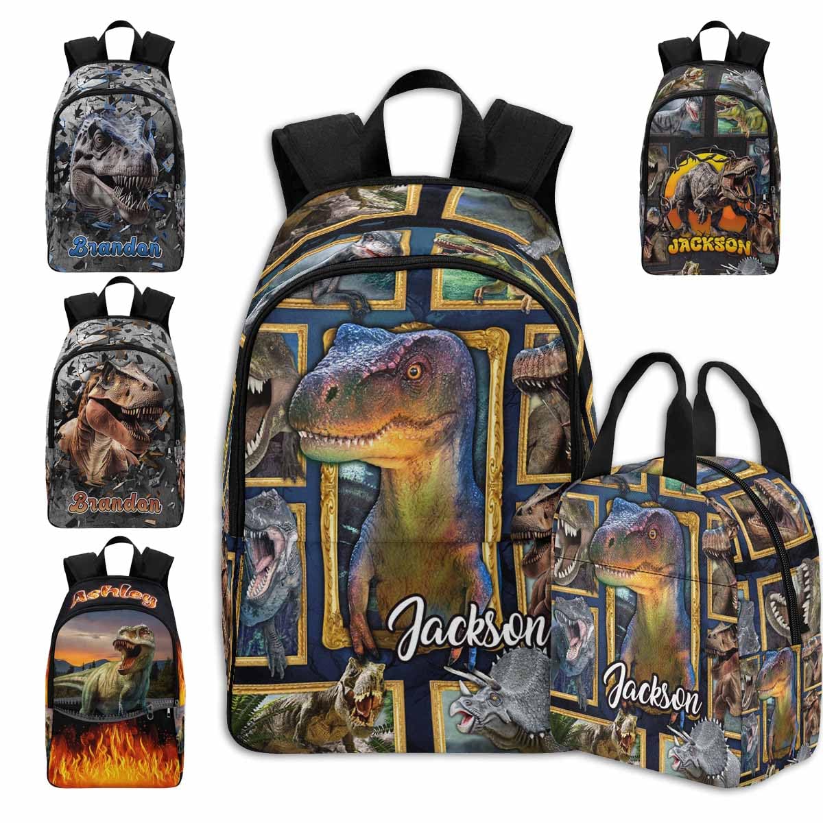 MyPhotoPrint Customized Bag Dinosaur Waterproof Bookbag Shoulder Backpack Travel Size