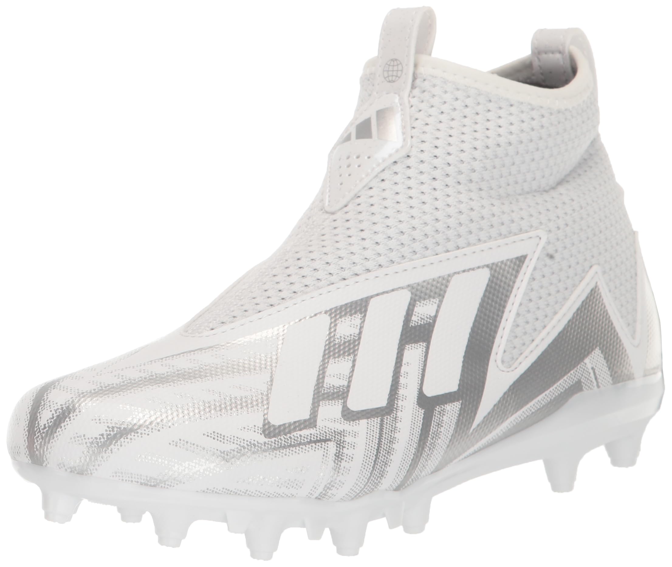 adidas Freak Spark 23 Molded Football Shoe, White/White/Silver Metallic, 2.5 US Unisex Little Kid