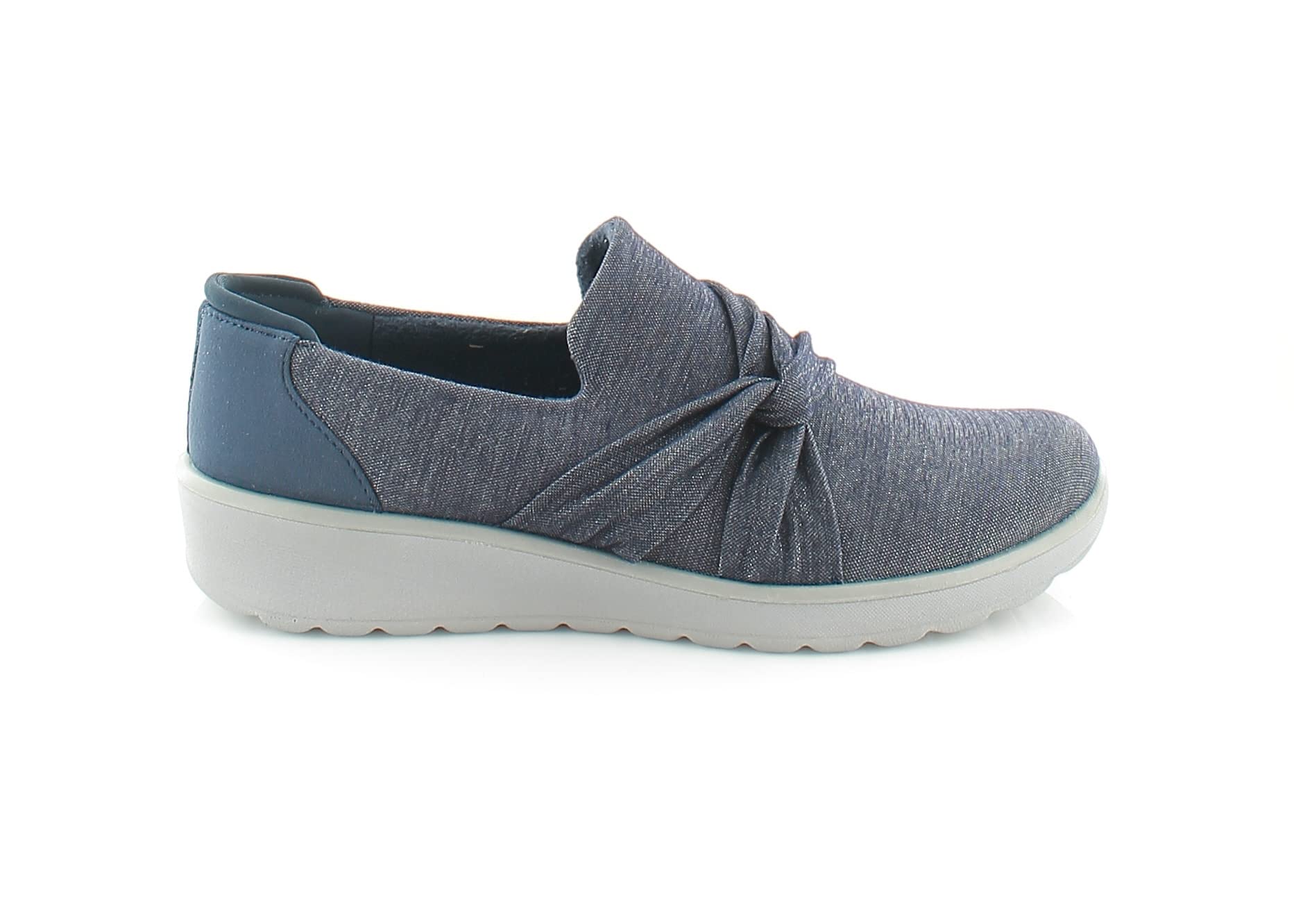 BZees Women's Glimmer Slip-Ons Loafer, Navy Blue Shimmer, 6 Wide