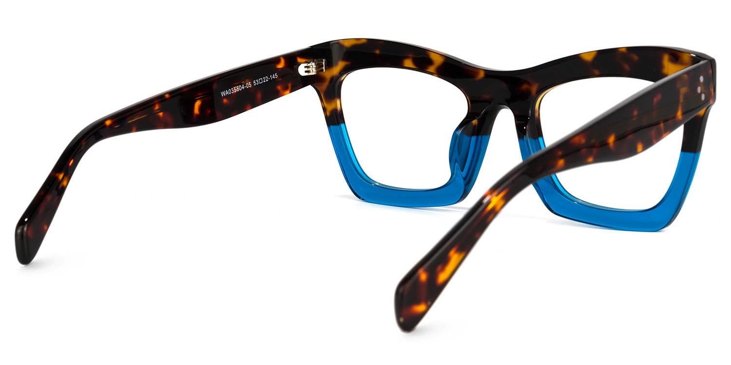 VOOGLAM Rectangle Eyeglasses for Women with Non-prescription Clear Lens Sienna Light Tortoise GWA035804-05