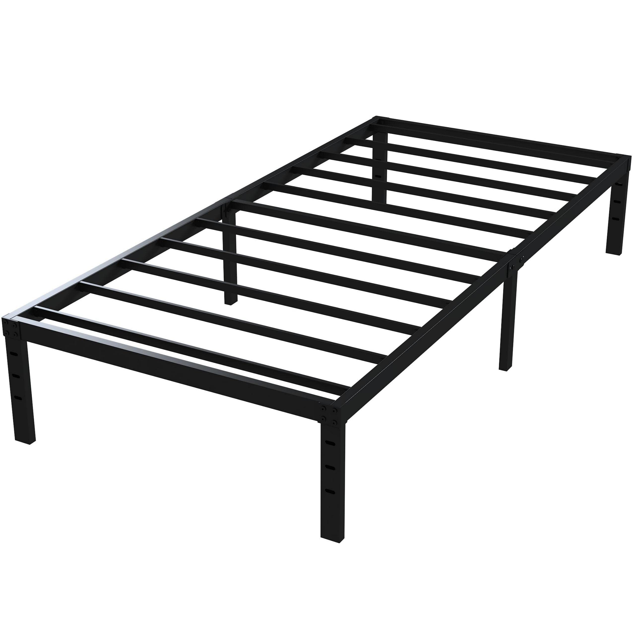 Upcanso Twin Bed Frame No Box Spring Needed, 14 Inch Heavy Duty Metal Platform Bed Frame Twin Size with Storage, 2500lbs Steel Slats Support, Easy Assembly, Black