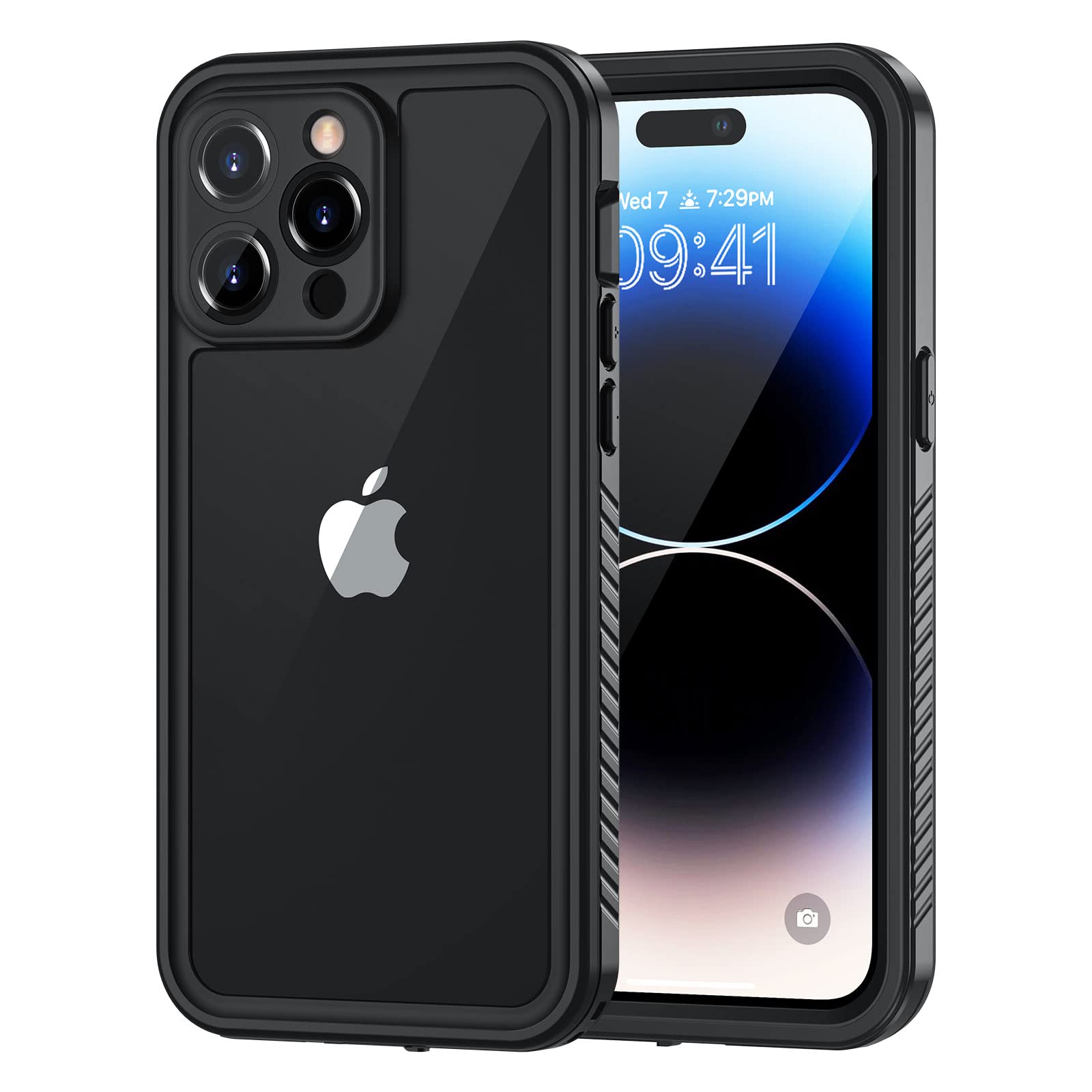 Lanhiem for iPhone 14 Pro Max Case, IP68 Waterproof Dustproof Case with Built-in Screen Protector, Rugged Full Body Shockproof Phone Case for iPhone 14 Pro Max 6.7 inch, Black
