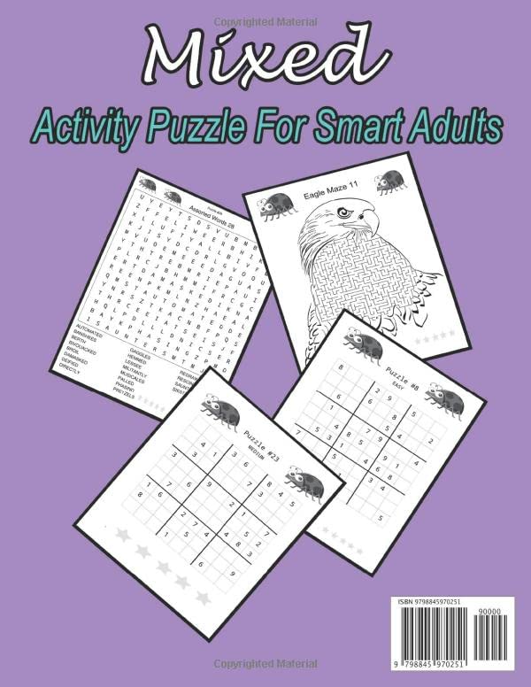 Mixed Puzzles Activity Book: Word Search Sudoku Mazes With Full Solutions. Advanced Easy To Hard Word Amusement, Conundrum, Enigma, Maze, Riddle Poser ... Woman Seniors Omnibus Toddler. Logic puzzle