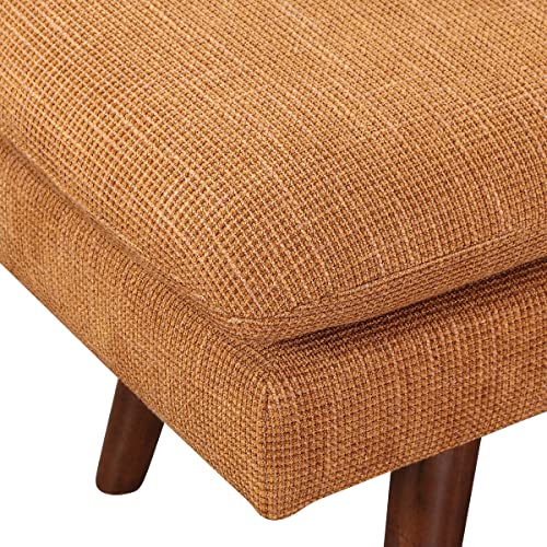 OSP Home Furnishings Amanda Mid-Century Modern Upholstered Bench with Solid Wood Tapered Legs, 54-inches, Rust Orange Fabric