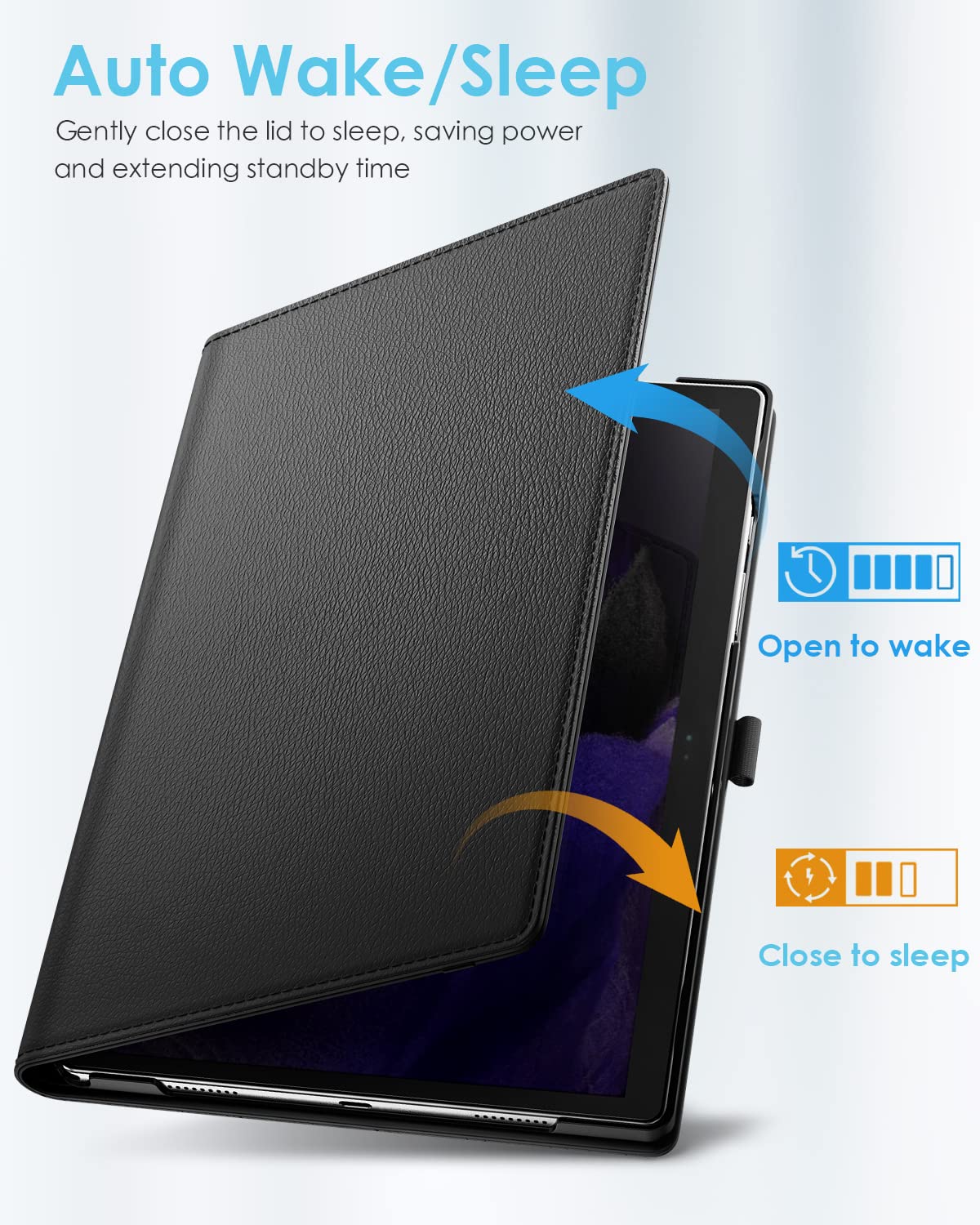TiMOVO Compatible with Samsung Galaxy Tab A8 10.5 Case 2022, Galaxy A8 Tablet Case SM-X200/SM-X205, 90 Degree Rotating Swivel Leather Cover, Multiple Viewing Angles Folding Stand Case, Black