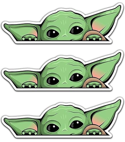 H&S (Pack of 3) Peeking Baby Yoda Vinyl Decal Sticker for Cars | Trucks | Vans | SUV | Walls | Windows | Laptops | Cups | Bottles | Size: 5" x 2"
