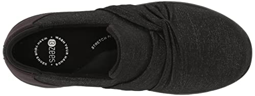 BZees Women's Glimmer Slip-Ons Loafer, Black Shimmer, 10