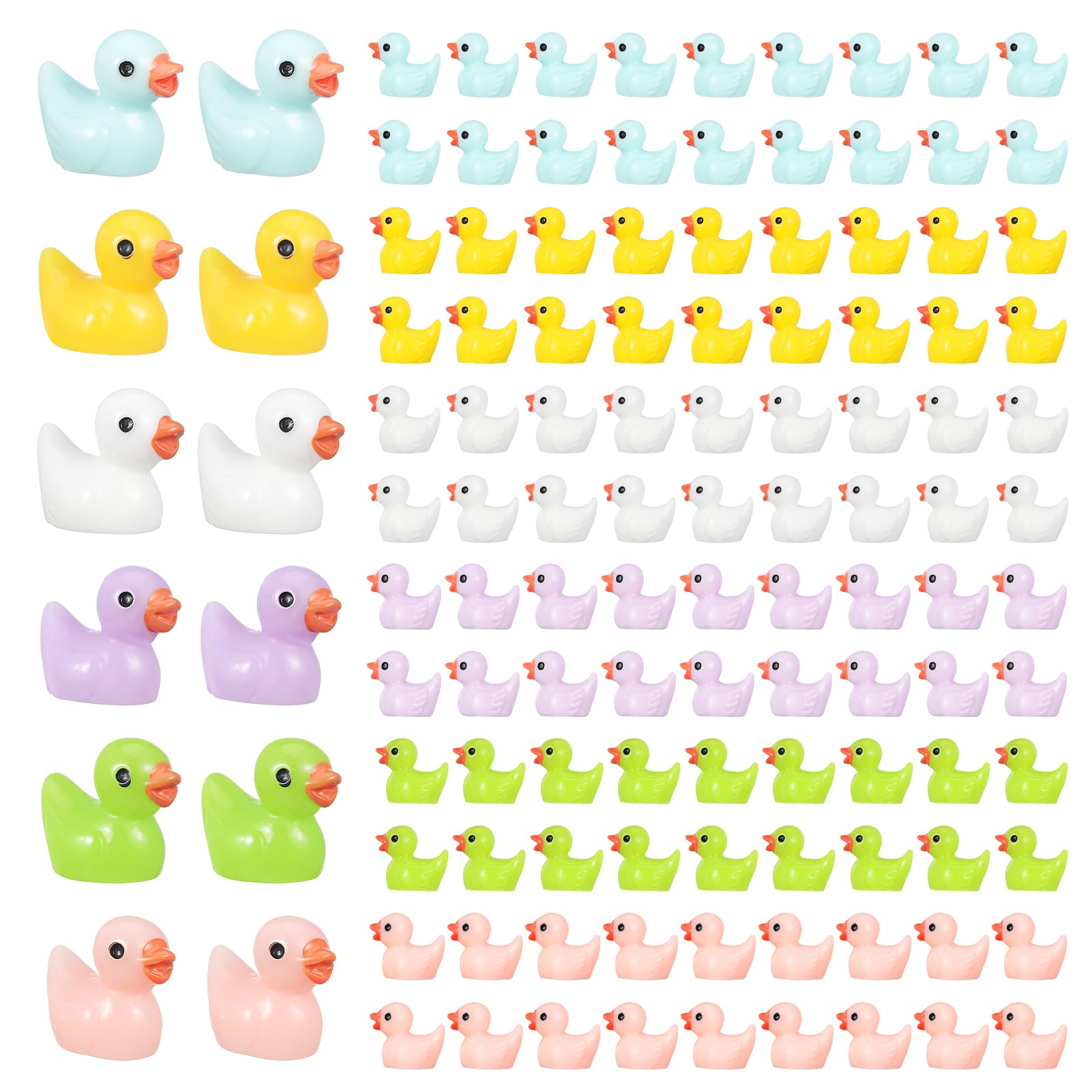 Fuyamp 120 Pieces Mini Resin Ducks,Miniature Figures Micro Fairy Garden Landscape Aquarium Dollhouse Ornament Candy-Colored Duck DIY Charms for Christmas Birthday Party(6 Colors)