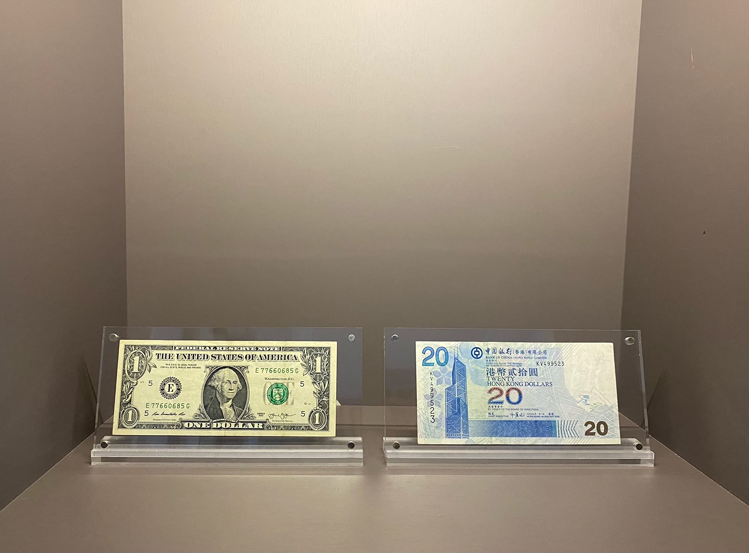 IEEK Acrylic Dollar Bill Frame Currency Holder Clear Paper Money Holders for Collectors Currency Ticket Protector Dollar Bill Display Stand,7.3 x 3.5 Inch,2 Pack