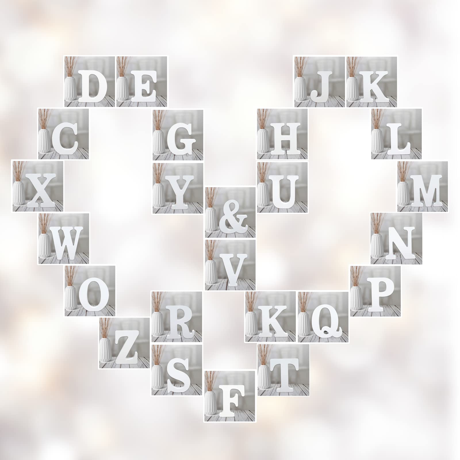 AOCEAN 6 Inch White Wood Letters - Unfinished Wood Letters for Wall Christmas Decor Standing Letters Slices Sign Board Decoration for Xmas Home Party Projects (K)