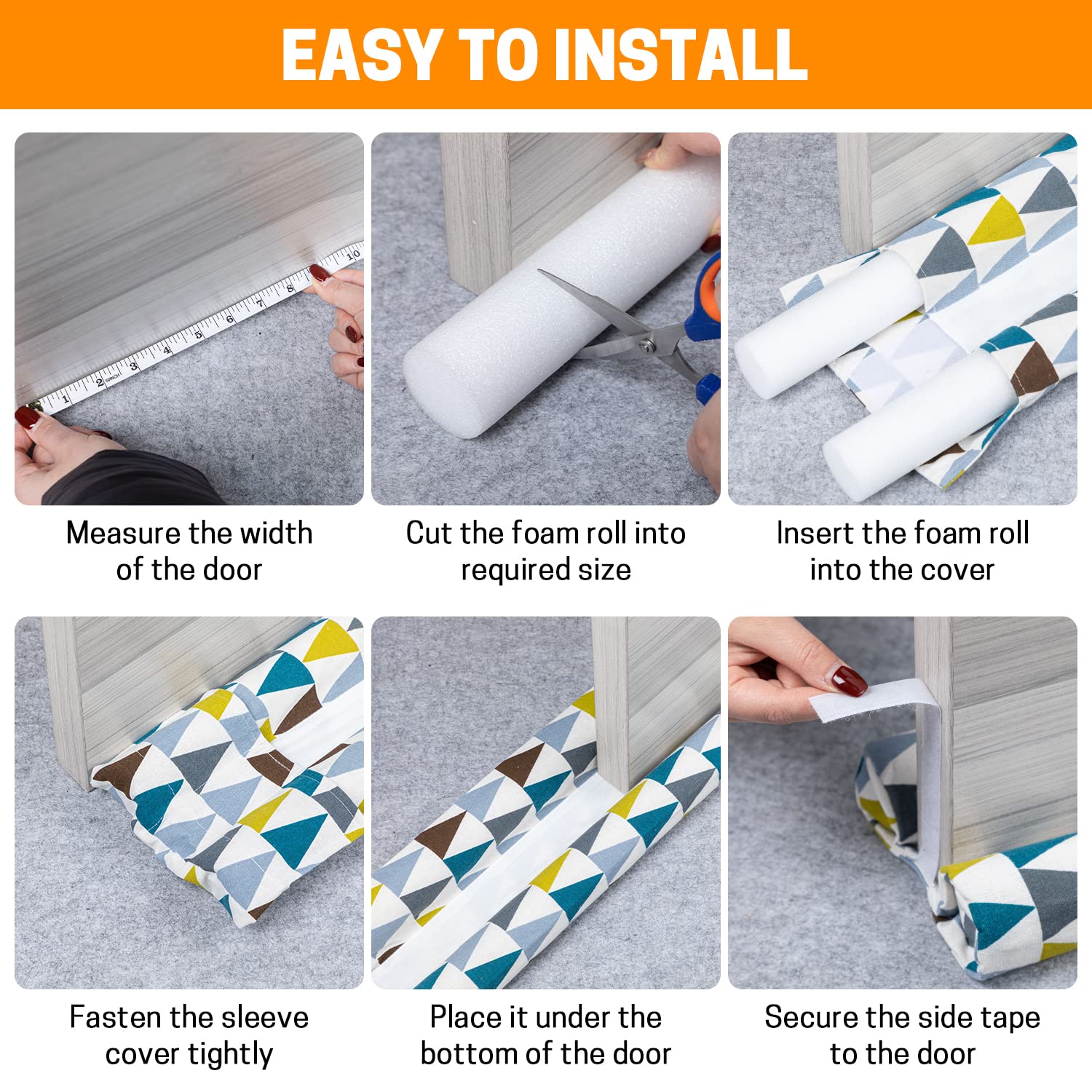 VISEMAN Under Door Stopper, Door Noise Blocker, Adjustable Door Sweeps Window Blocker, Door Bottom Weather Stripping, 20 to 36" Clear Self Stick Door Bottom