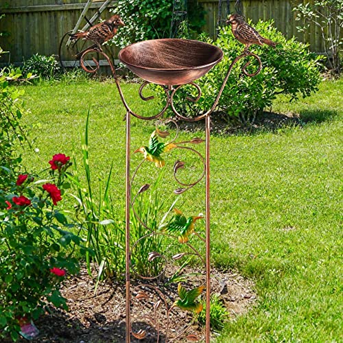 AWENDIETOU Bird Bath with Garden Trellis for Climbing Plants Outdoor 2 in 1 Bird Baths Bowl,Bird Bath for Outdoors Birdfeeder with Metal Antique Iron Easy to Install Detachable B