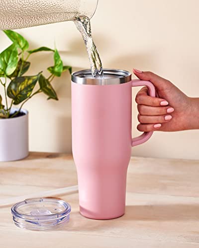 Maars Charger 40oz Insulated Travel Mug Tumbler with Handle | Double Wall Vacuum Sealed Stainless Steel Cup w/Straw and Lid, Midnight