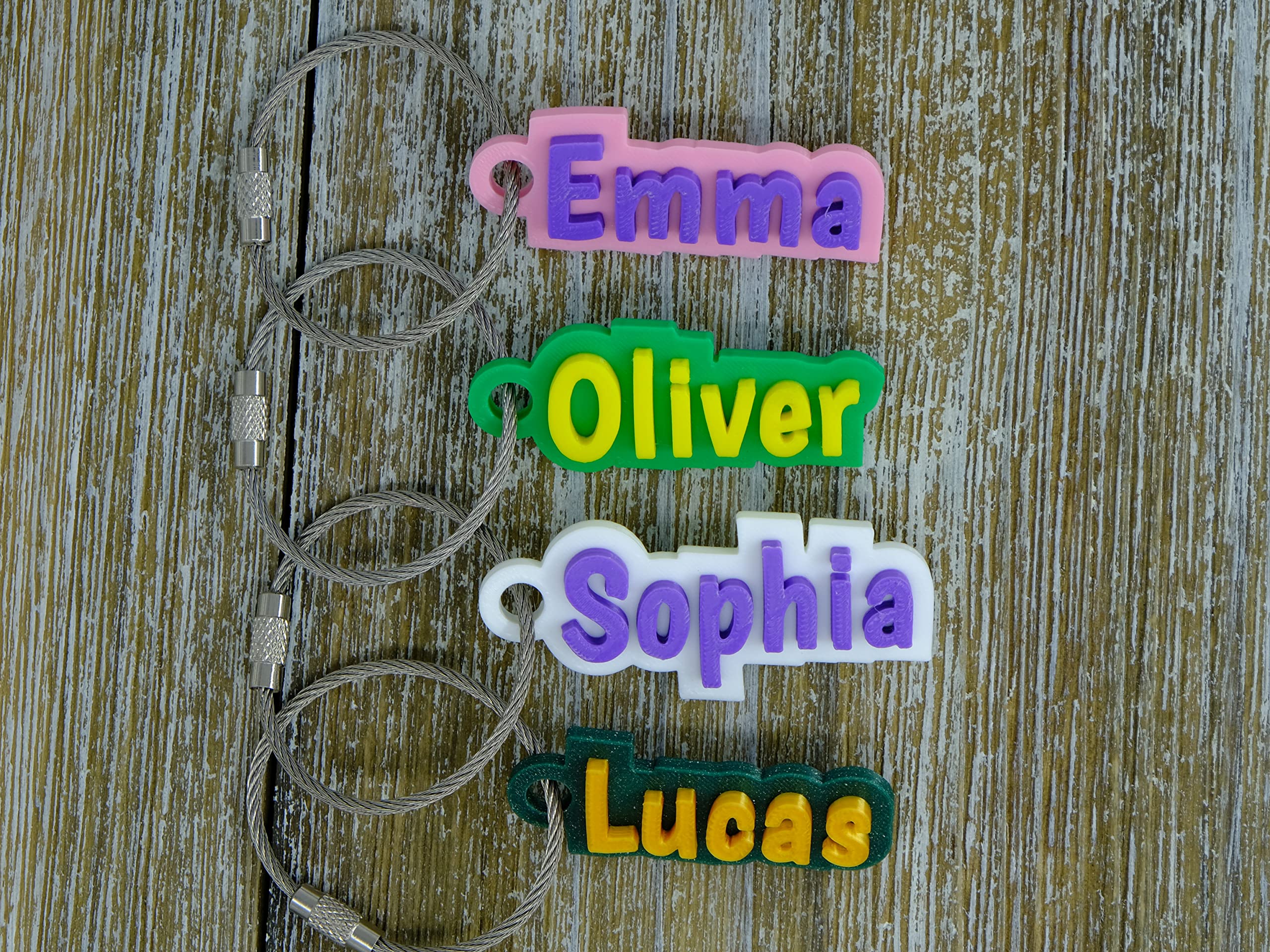 Fun Personalized Water Bottle and Bag Name Tag Whimsy Font, Hard Plastic Luggage Label Custom Nametag