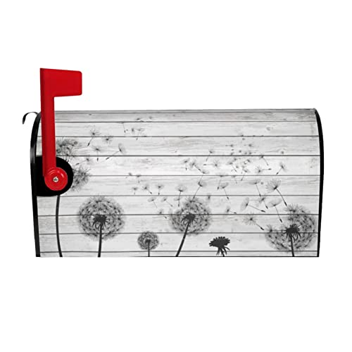 Magnetic Mailbox Cover Retro Country Farmhouse Grey Dandelion Design Post Box Cover Wrap Decoration Garden Outdoor Standard Size 21 x 18 in