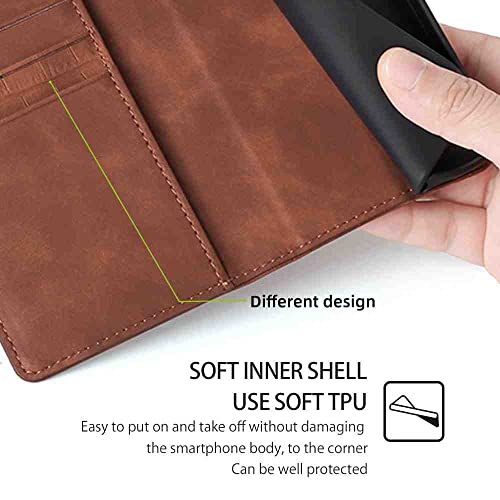 CyrGuard Phone Cover Wallet Folio Case for Oppo Reno 2, Premium PU Leather Slim Fit Cover for Reno 2, Unique Design, Brown