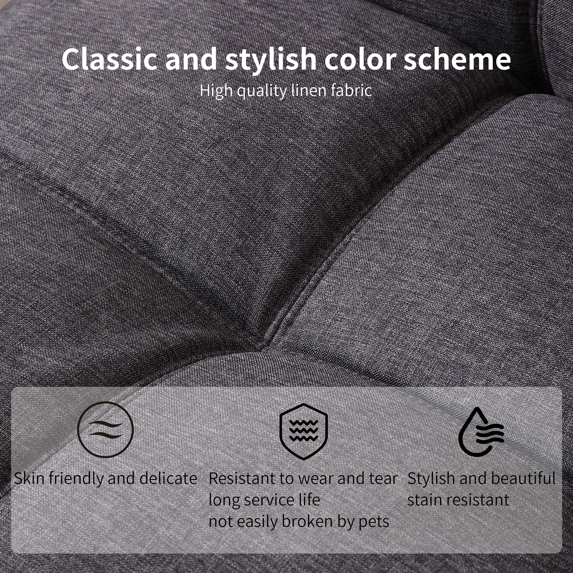 Vyfipt Futon Bed/Couch,Grey Polyester Memory Foam Small Splitback, Easy-Convert Backrests&Armrests,Stain-Resistant Fabric Sofas, 71x33x31.5