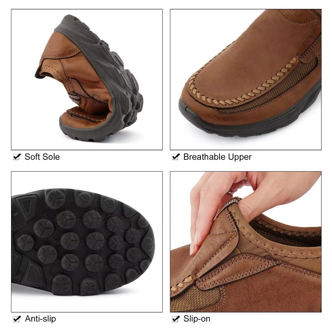 Men Casual Slip On Loafers, Mens Comfortable Moccasin Shoes for Walking and Driving, Soft Daily Sneaker, Mocasines para Hombre Light Brown