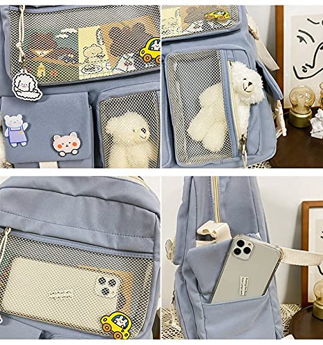 Dearsee Kawaii Backpack with Pins and Accessories, Cute Aesthetic Backpack Aesthetic