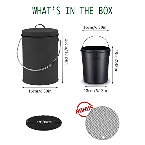 Compost Bin, LALASTAR Countertop Compost Bin with Lid, Kitchen Compost Container, Odorless Compost Bucket for Kitchen Food Waste with Carrying Handle, 1 Gallon, Black
