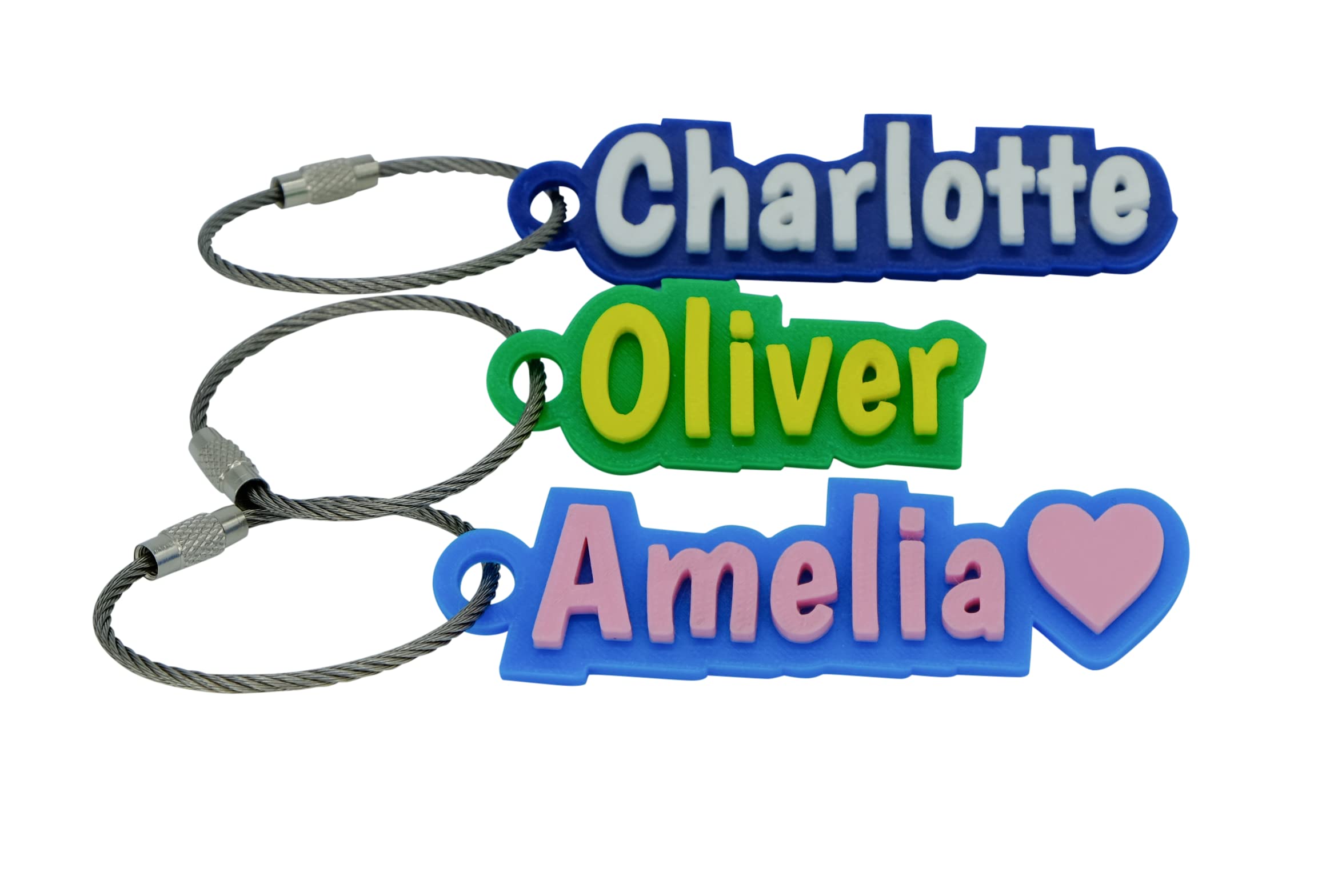 Fun Personalized Water Bottle and Bag Name Tag Whimsy Font, Hard Plastic Luggage Label Custom Nametag